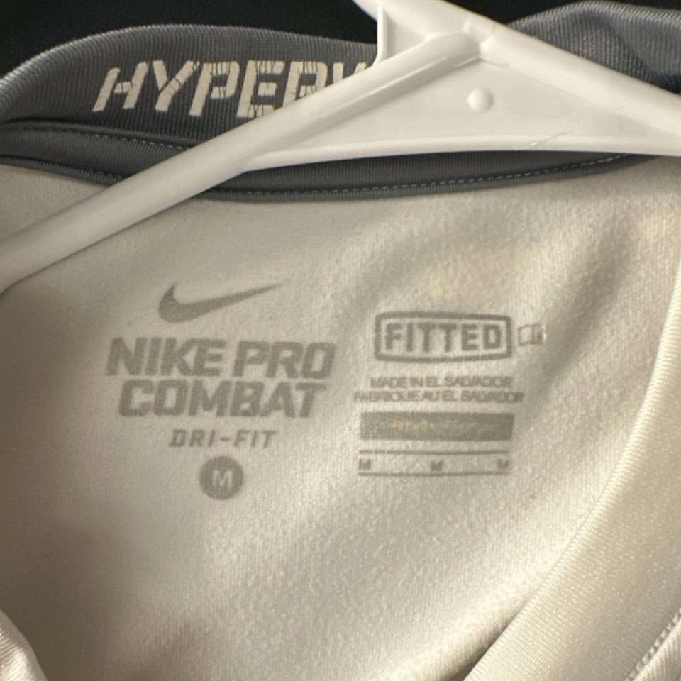 Nike Pro Combat Dri-FIT Hyperwarm Athletic Long Sleeve Shirt White M | eBay