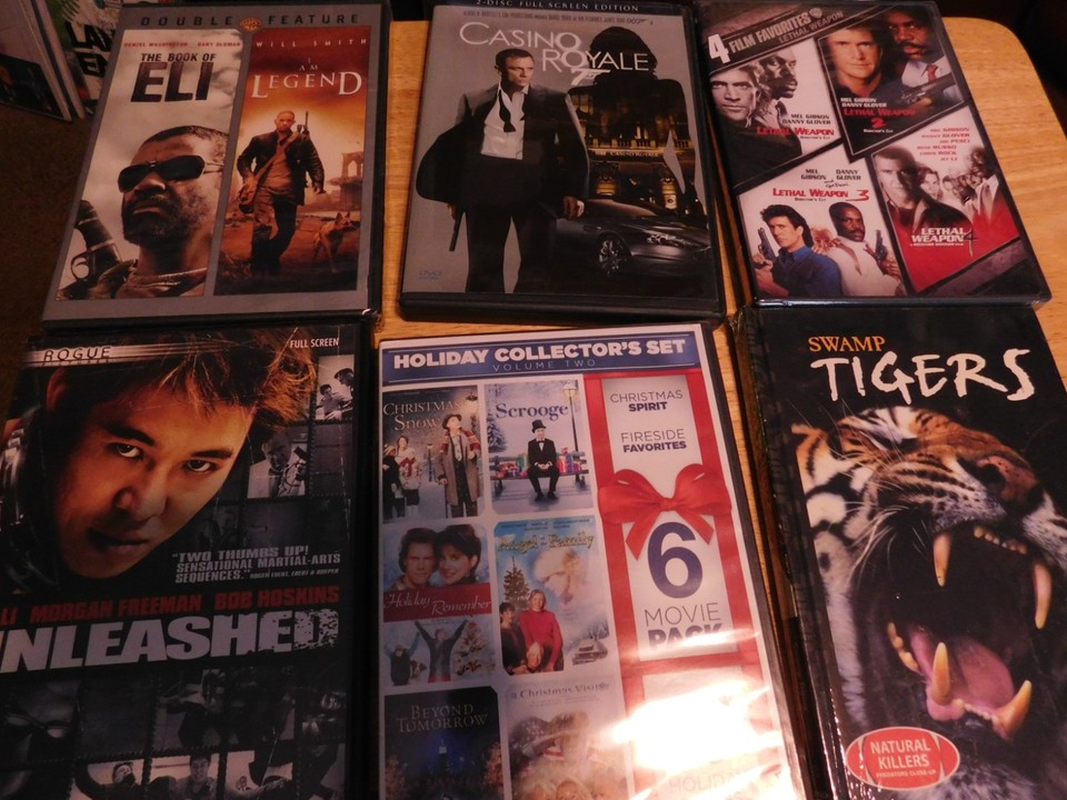 6 unopened DVD ELI, LEGEND, CASINO ROYALE, LETHAL WEAPON, UNLEASHED ...