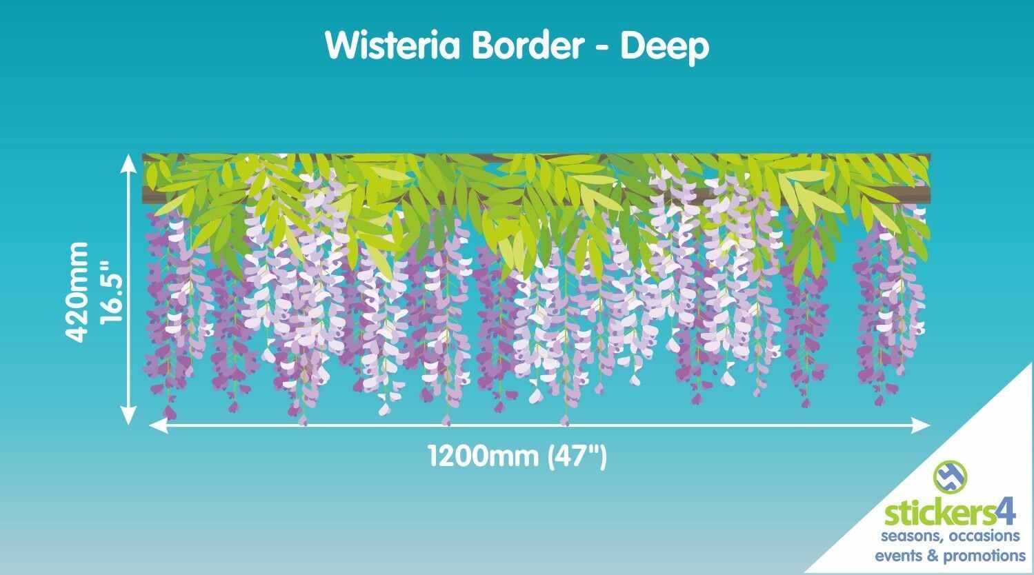 Wisteria Floral Border Double-Sided Window Cling Sticker for Large ...