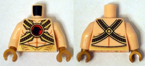 LEGO - Minifig, Torso Muscles Outline w/ Gold Belts & Red Buckle w ...