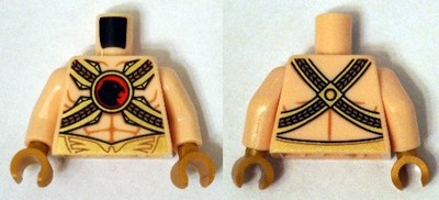 LEGO - Minifig, Torso Muscles Outline w/ Gold Belts & Red Buckle w ...