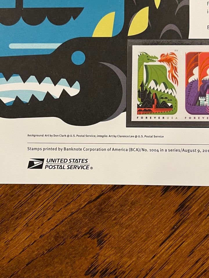 USPS Mint Commemorative Stamp Panel #1004, Forever 2018 - Dragons ...