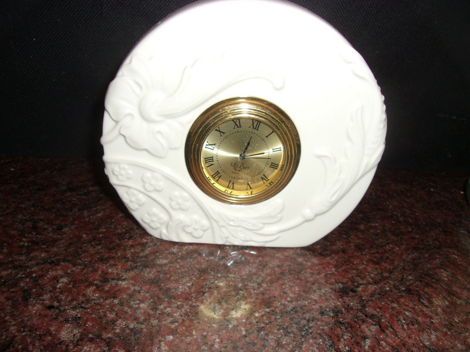 LENOX FINE BEIGE,IVORY TEXTURED PORCELAIN GRANDE MINUET ROUND CLOCK | eBay