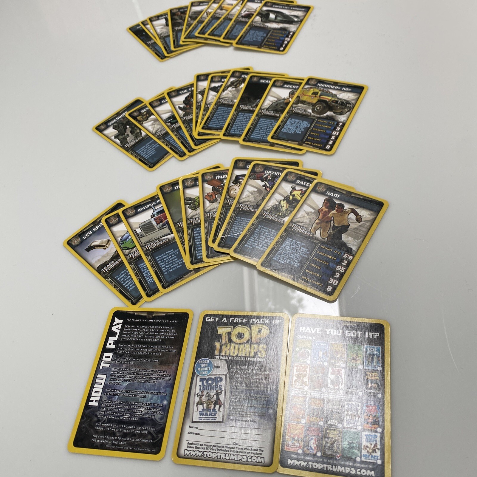 3 Sets Top TRUMPS Transformers Revenge of The Fallen Card Game Ship for ...