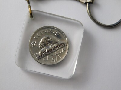 CANADA NICKEL IN LUCITE KEYCHAIN KEYRING VINTAGE MONEY CURRENCY COIN | eBay