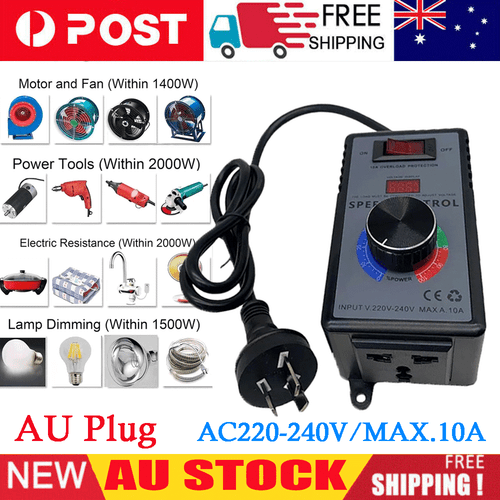 AC 220V-240V Motor Speed Controller Switch Real-time Voltage Display AU ...
