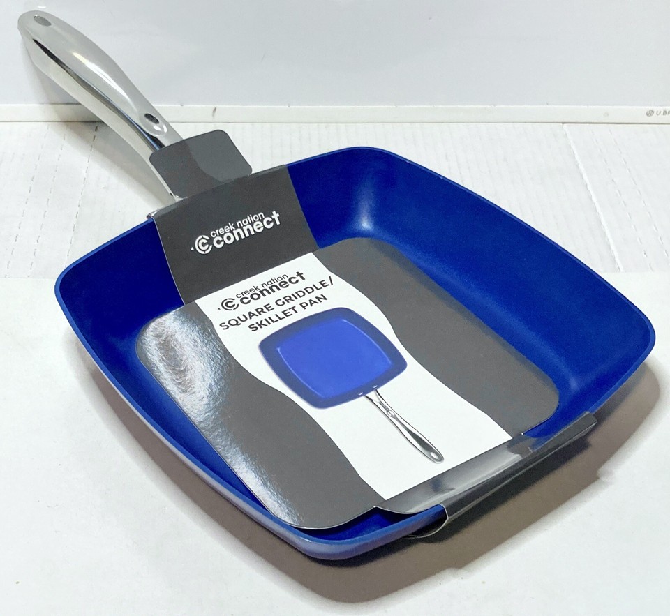Servappetit 9.5" Square Griddle Skillet Pan, Cobalt Blue Non-Stick Oven ...