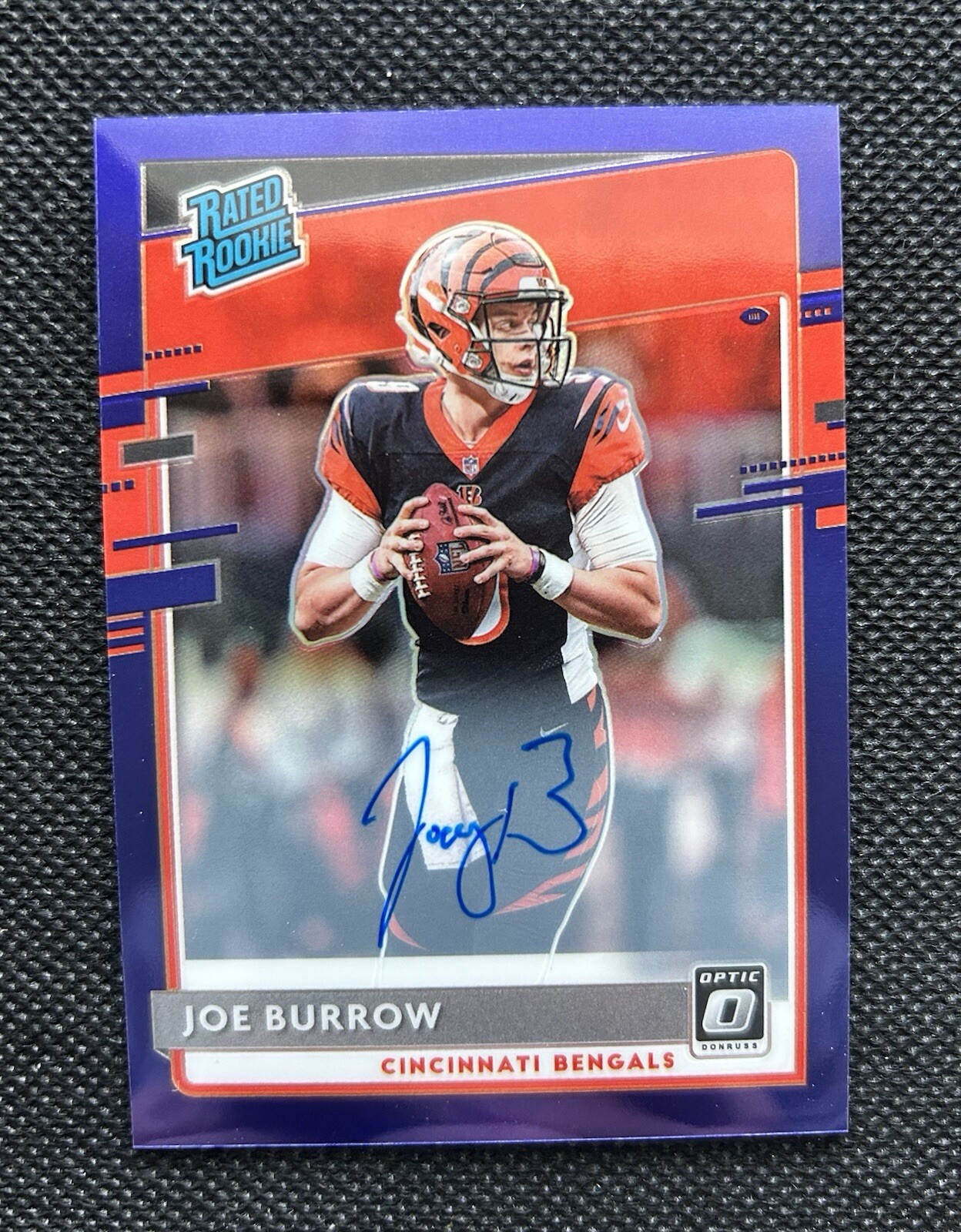 2020 Donruss Optic Joe Burrow Rated Rookie Purple Black Box 1/1 On Card ...