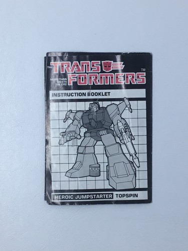 TOPSPIN Instructions Manual Booklet 1985 Hasbro G1 Transformers Vintage ...