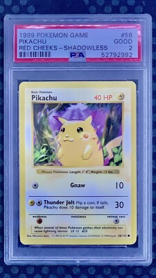 1999 POKEMON RED CHEEKS PIKACHU #58 PSA 2 - GOOD | eBay