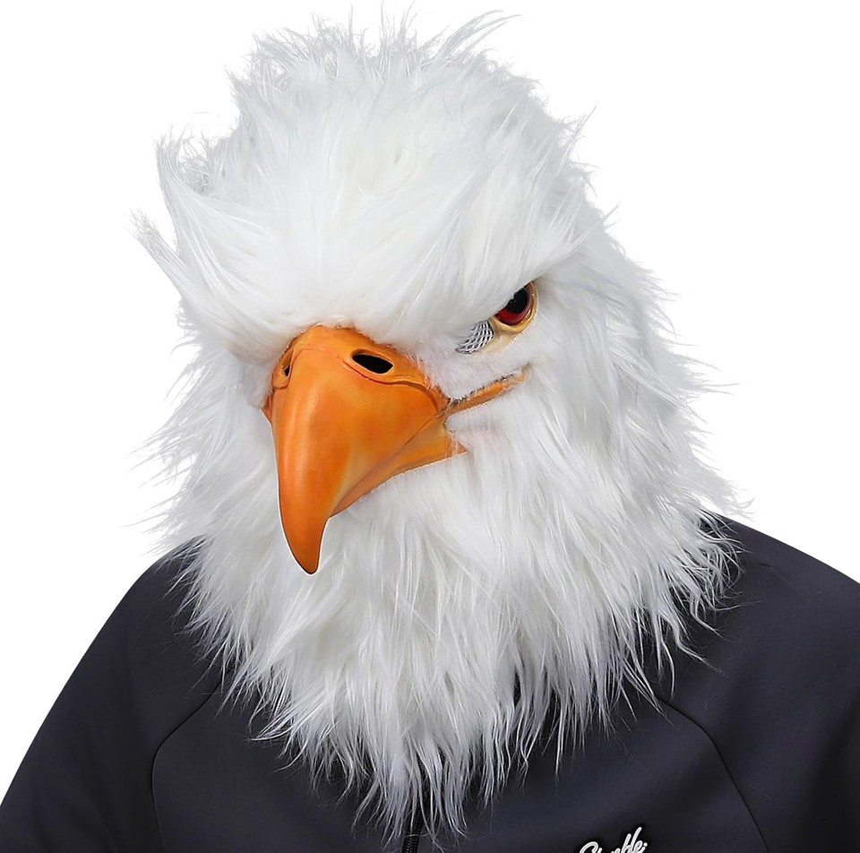 MOKRY PARTY White Eagle Head Mask Animal Bird Claw Hairy Latex... | eBay