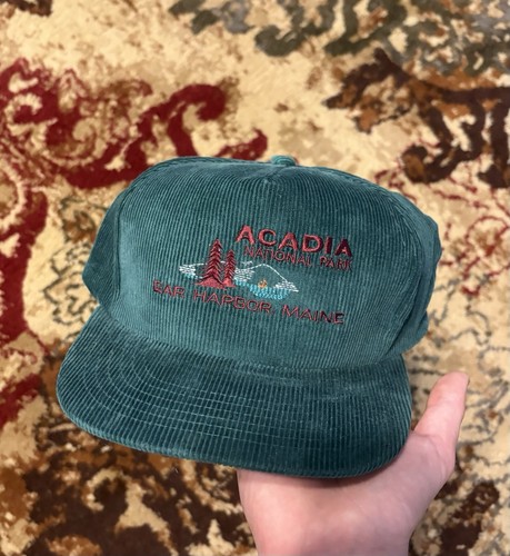 Vintage 90s Acadia National Park Bar Harbor Maine Corduroy SnapBack Hat ...