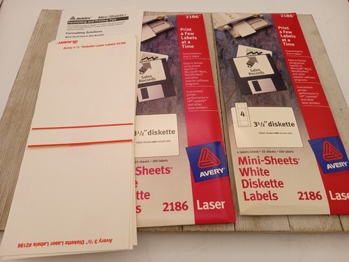 New Avery 2186 QTY: 191 Diskette Laser Ink Jet - 3 1/2" Floppy Disk ...