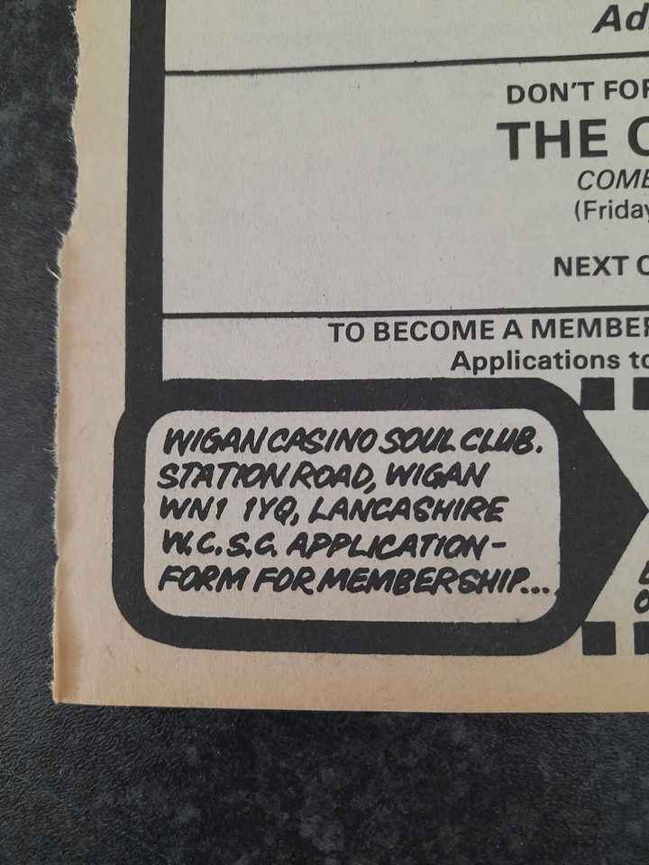 Original 1978 Wigan Casino Northern Soul Magazine Full Page A4 Advert ...