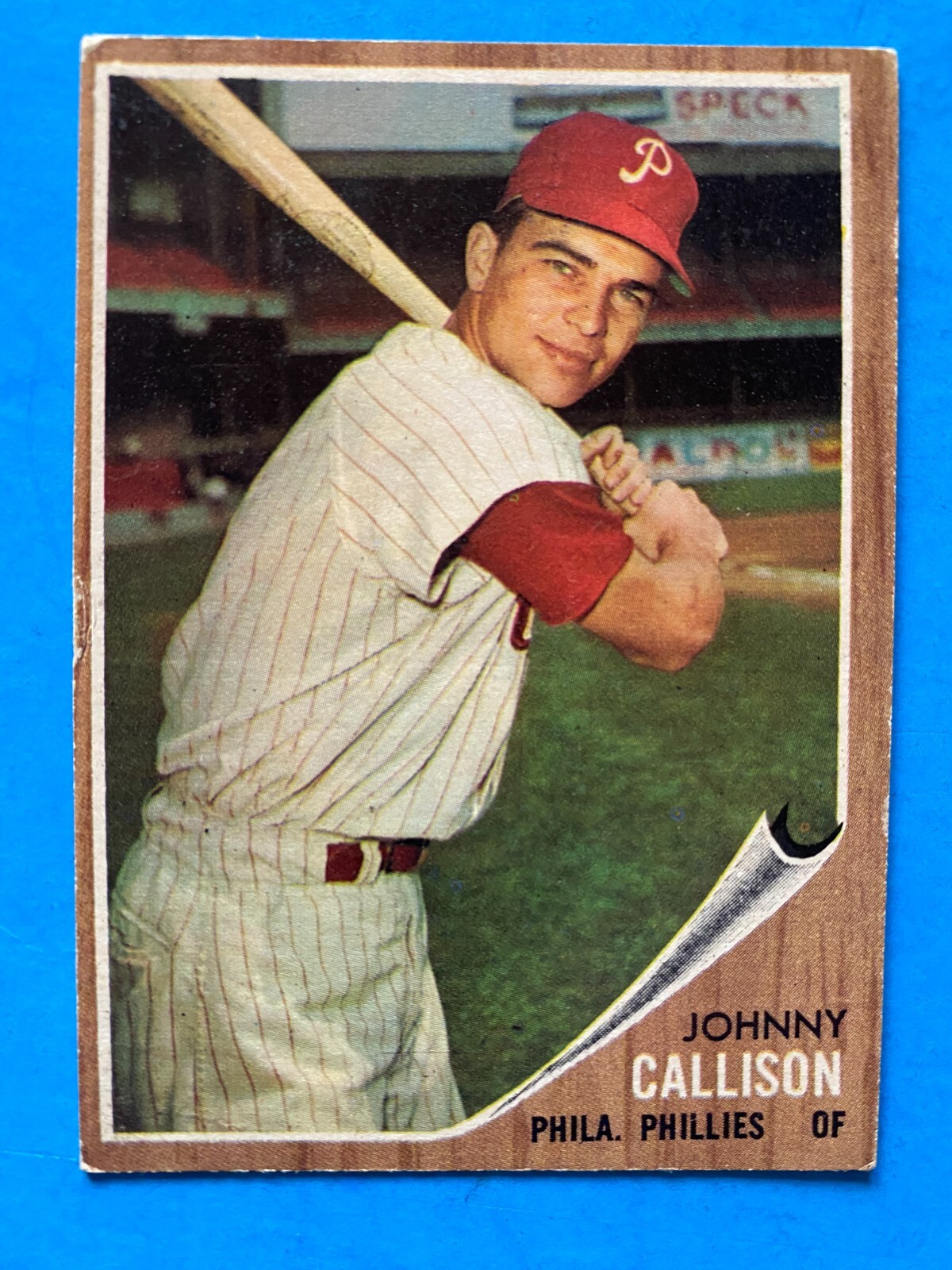 JOHNNY CALLISON-PHILADELPHIA PHILLIES OUTFIELDER- 1962 TOPPS BASEBALL ...