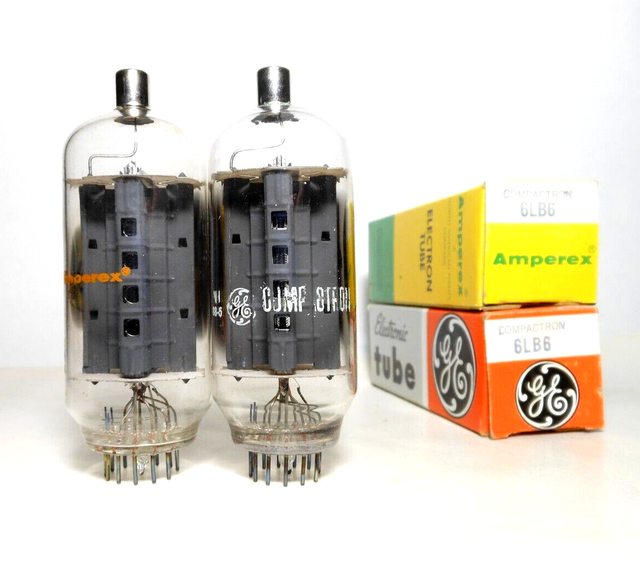 Matched PAIR 6LB6 NOS Tubes GE USA Compactron Tranceiver Power Output ...