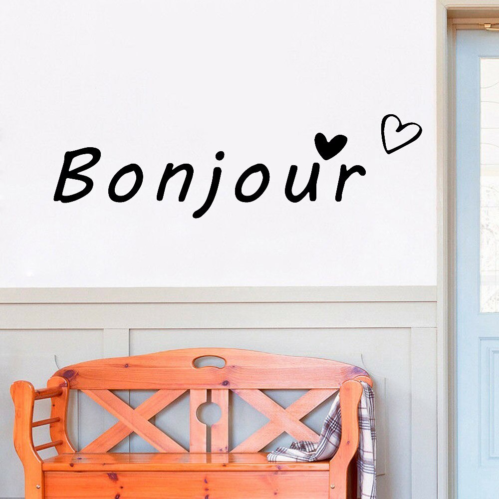 Bonjour Words Wall Decals French Hello Quotes Wardrobe Classroom ...