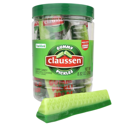 Claussen Jar of Gummy Pickle Spears, Individually Wrapped Green Apple ...