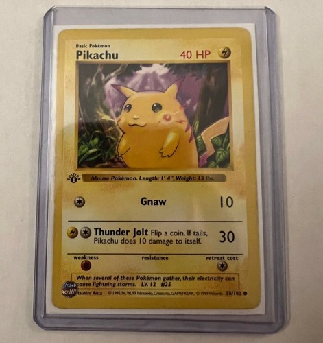 1st edition base set pikachu card #58 spotless condition in case | eBay