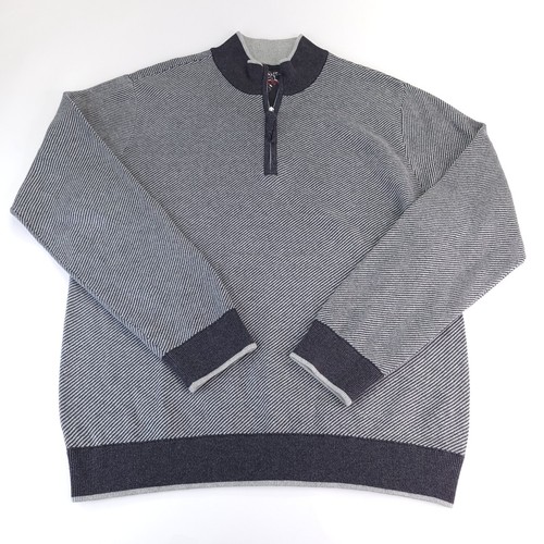Robert Graham Sweater Mens XL Gray Quarter Zip Pullover Cotton Cashmere ...