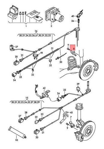 Genuine ABS Wheel Speed Sensor Left Rear VW AUDI Beetle Cabrio Jetta ...