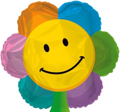 Smiley Face Flower Junior Shape 17" Foil Balloon (Non-Packaged) | eBay
