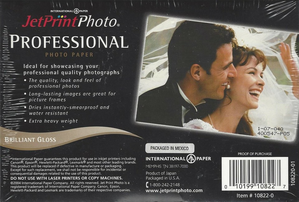 Jet Print Photo Professional Photo Paper 4" x 6" (75 Sheets) Brilliant ...