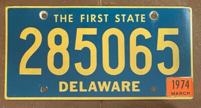 Delaware 1974 License Plate # 285065 | eBay