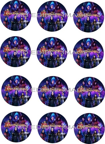 THE DESCENDANTS Edible Rice Paper Image Cupcake Toppers 12 x 2" Party ...