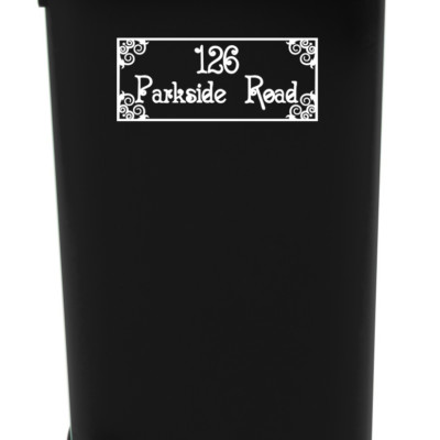 Waste Bin House Number & Street Name Decal Sticker Ornamental Floral ...