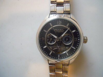 Fossil Automatic men's water resist,steel,windup,used dress wristwatch ...