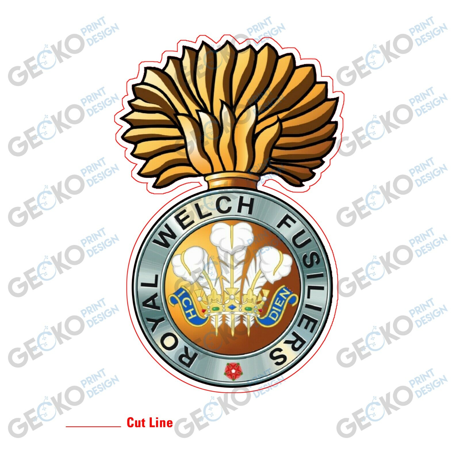 ROYAL WELCH FUSILIERS CAP BADGE STICKER - BRITISH ARMY - WALES WELSH | eBay
