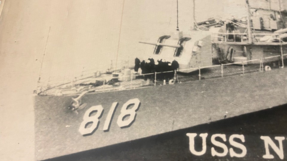 Rare VTG 24x36” B&W Poster Sized PHOTO USS NEW DD-818 Naval Destroyer ...
