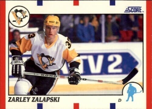 1990-91 SCORE NHL HOCKEY Trading Card #218-Zarley Zalapski, Pittsburgh ...
