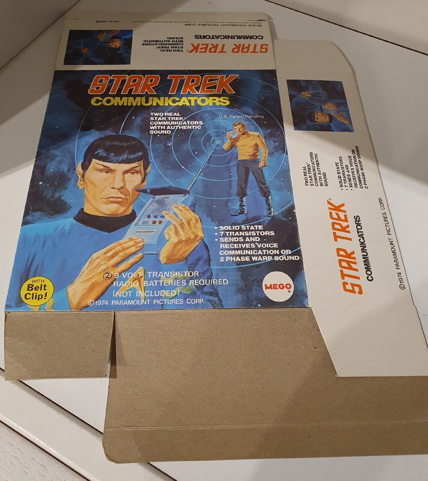 Mego Vintage Star Trek Communicators Unfolded Original Box Ultra Rare ...
