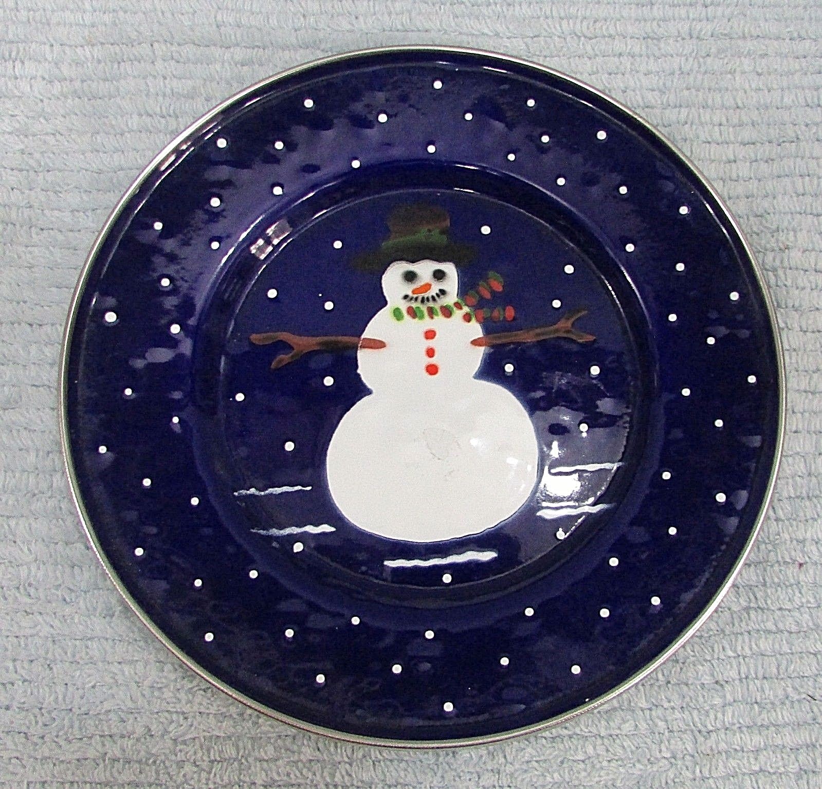 Old 1997 Golden Rabbit II Denise Harvey Blue Enamelware Snowman ...
