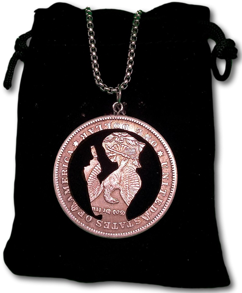 Cut Coin Necklace Sexy Woman Tomb Raider With Gun Cosplay US Hobo Coin ...