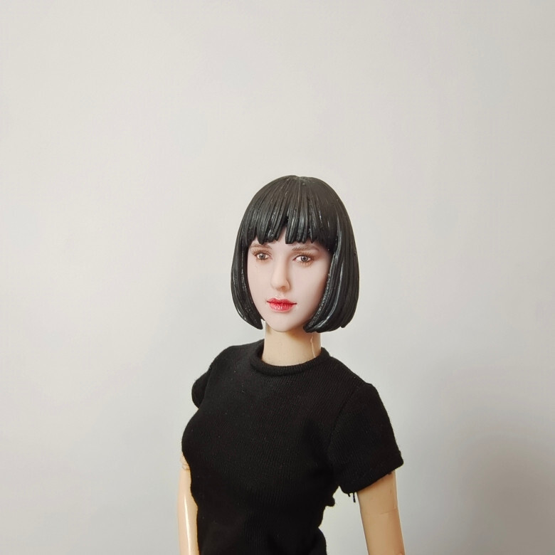 1/6 Beauty Girl Black Hair Head Sculpt Fit 12'' Female PH TBL Action ...
