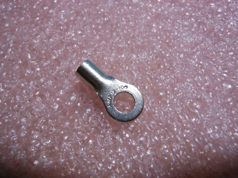 AMP RING TERMINAL M5 # 10 NICKLE ( LOT OF 50 PC) 10-12AWG PART # 323062 ...