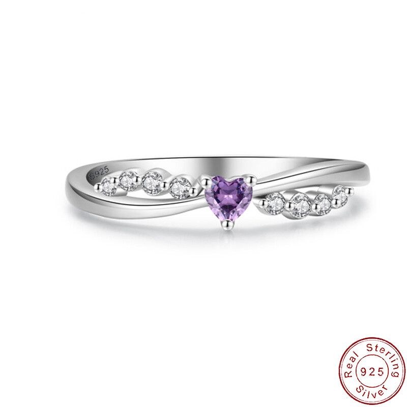 European Purple Heart Pave AAA CZ S925 Sterling Silver Finger Ring For Women | eBay
