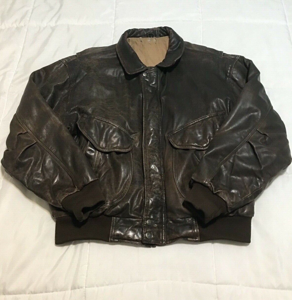 Vintage Mirage Mens Aviator Bomber Pilot Jacket Genui… - Gem