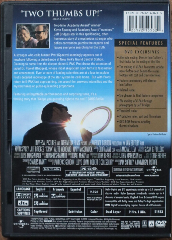 K-Pax (DVD, 2001) 25192155321 | eBay