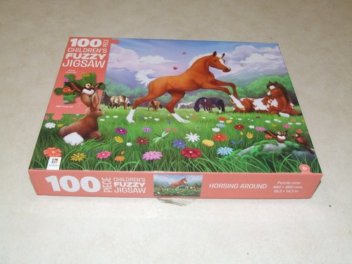 100 Piece Children's Fuzzy Jigsaw Puzzle - Horsing Around- Complete | eBay