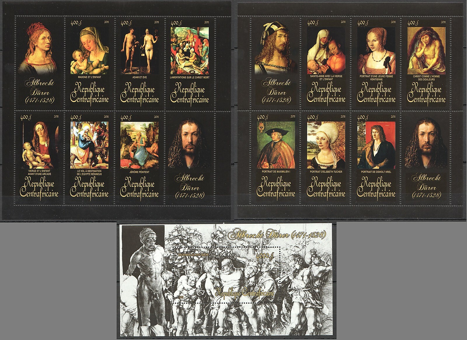 CA1054 2011 CENTRAL AFRICA ART ALBRECHT DURER PAINTINGS 1471-1528 BL+ ...