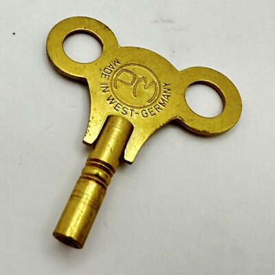 Vintage Brass Clock Key signed PM West Germany Square Socket Key 000 ...