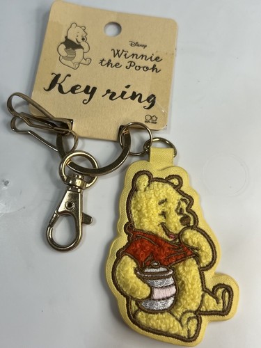 Disney Parks Winnie The Pooh Leather Embroidered Fuzzy Fur Keychain Key ...
