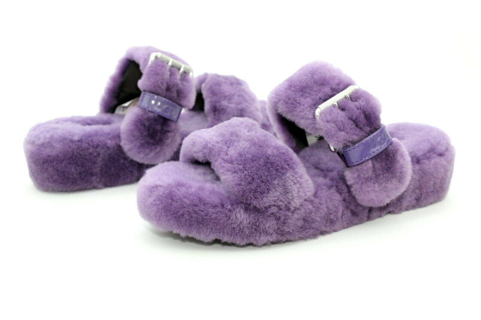 UGG Fuzz Yeah Slide Sheepskin Metal Buckle Violet Bloom Color Slipper ...