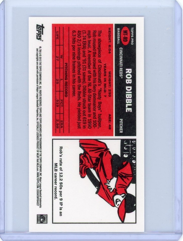 2013 TOPPS ARCHIVES 1965 FOOTBALL MINI TALL BOY ROB DIBBLE #MT-RD REDS ...
