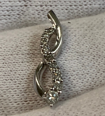 10K White Gold Infinity Pendant .84g Fine Jewelry Clear Stone Swirl ...