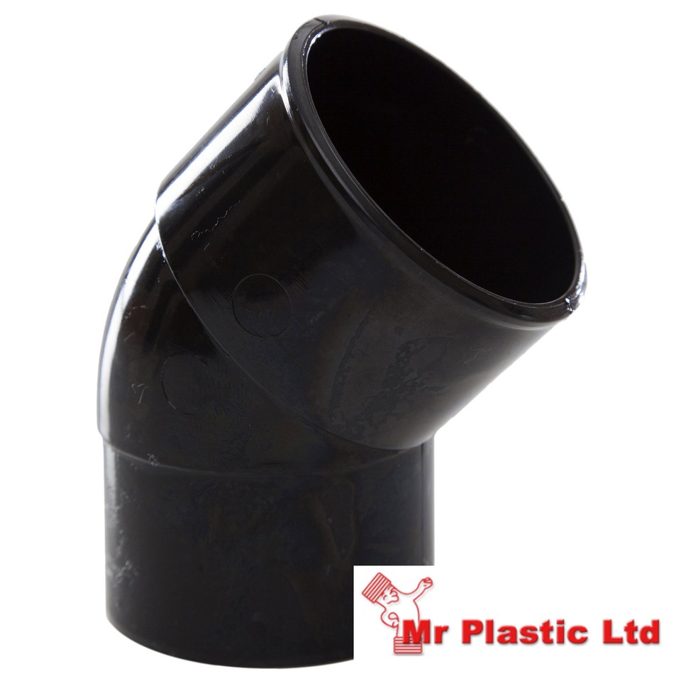 Polypipe 50mm Solvent Weld Waste Pipe Fittings in Black (actual size ...